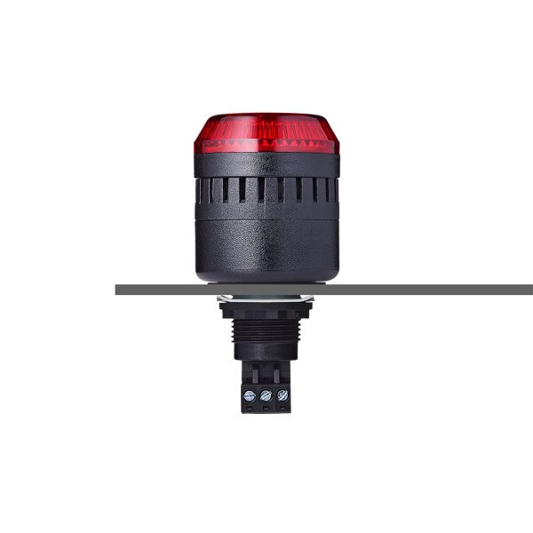 ELM Series M22 Ø45mm Panel Mount Buzzer with Steady/Flashing Red Beacon ...