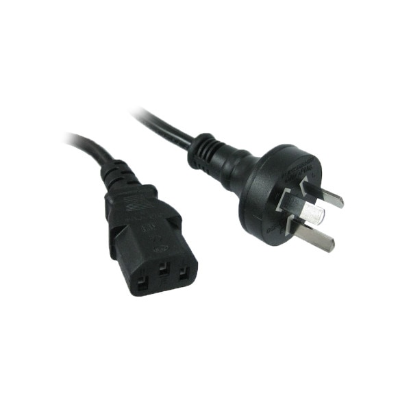 10A 3 Pin Plug to 10A C13 IEC Socket on 2m 1mm2 Black Lead