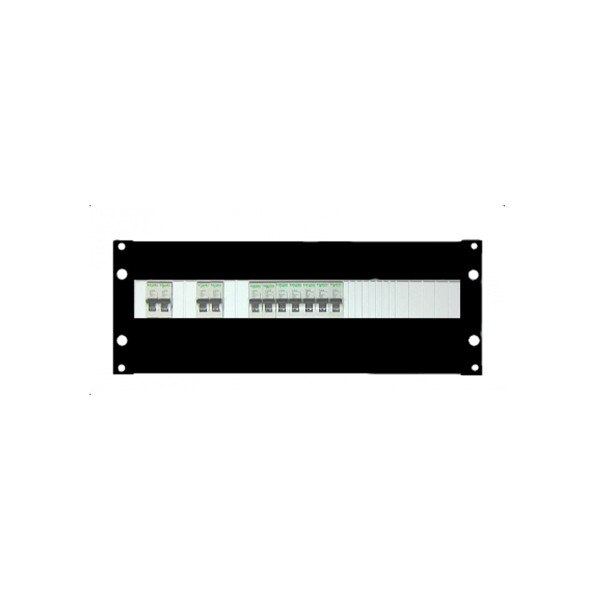 Distribution Board: 4U 24pole Black with fitted Din rail & earth studs