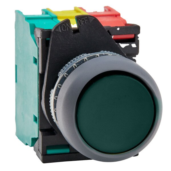 Green Illuminated Flush Pushbutton 1NO1NC 24VAC/DC