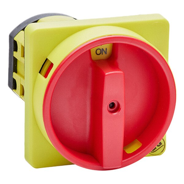 Panel Mount Isolator 32A 3 Pole with Padlockable Red/Yellow 67 x 67 Handle
